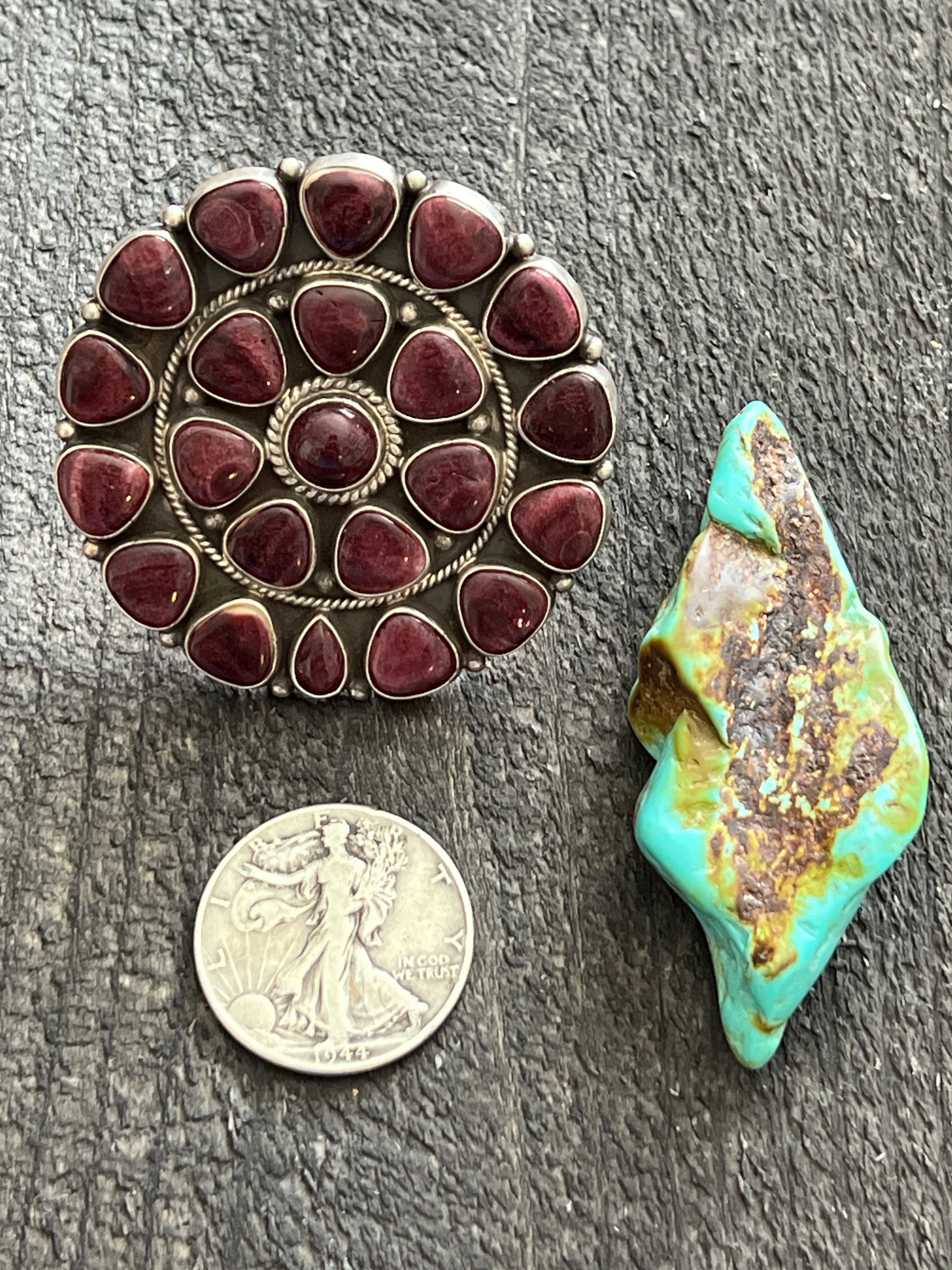 Navajo Sterling Silver and Purple Spiny Oyster Cluster Ring by Tyler B – Nizhoni Traders Bead ...