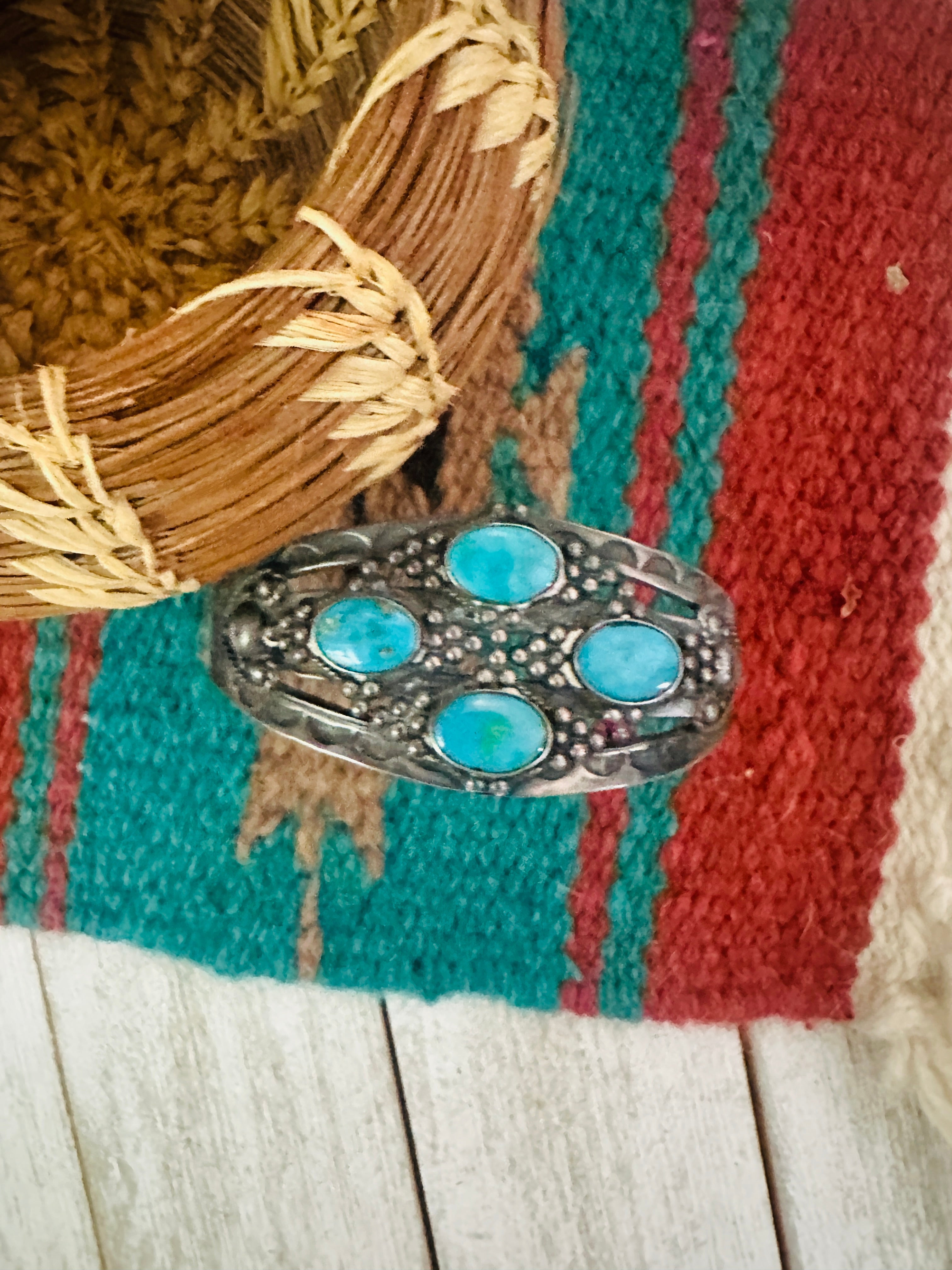 Old Pawn Navajo Sterling Silver & Turquoise Cuff Bracelet – Nizhoni ...
