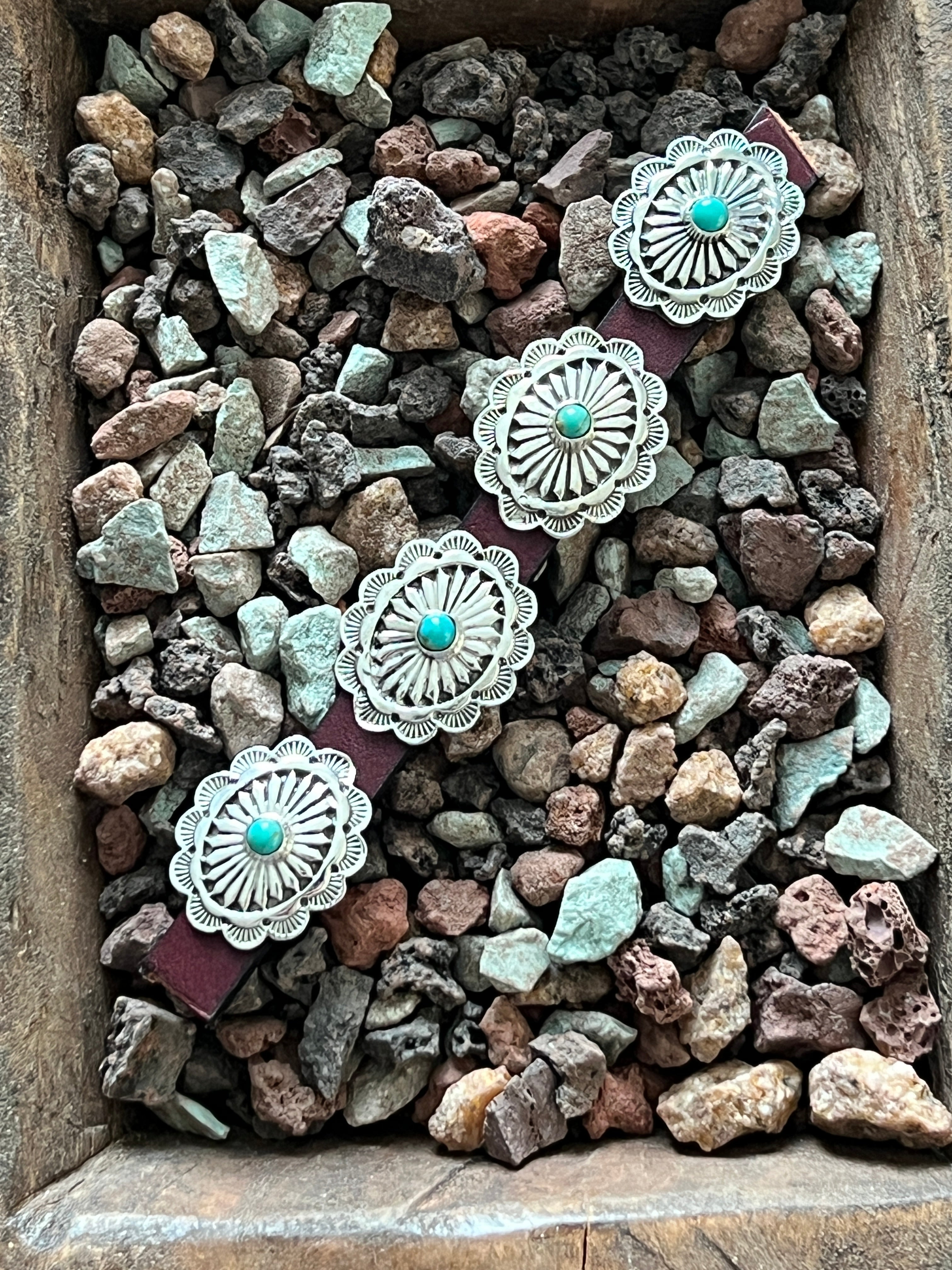Sterling Silver and Kingman Turquoise Traditional Style Concho Slide ...