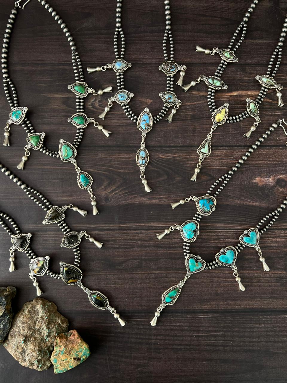 Handmade Sterling Silver Beaded Multi Stone Necklace "Signed Nizhoni ...