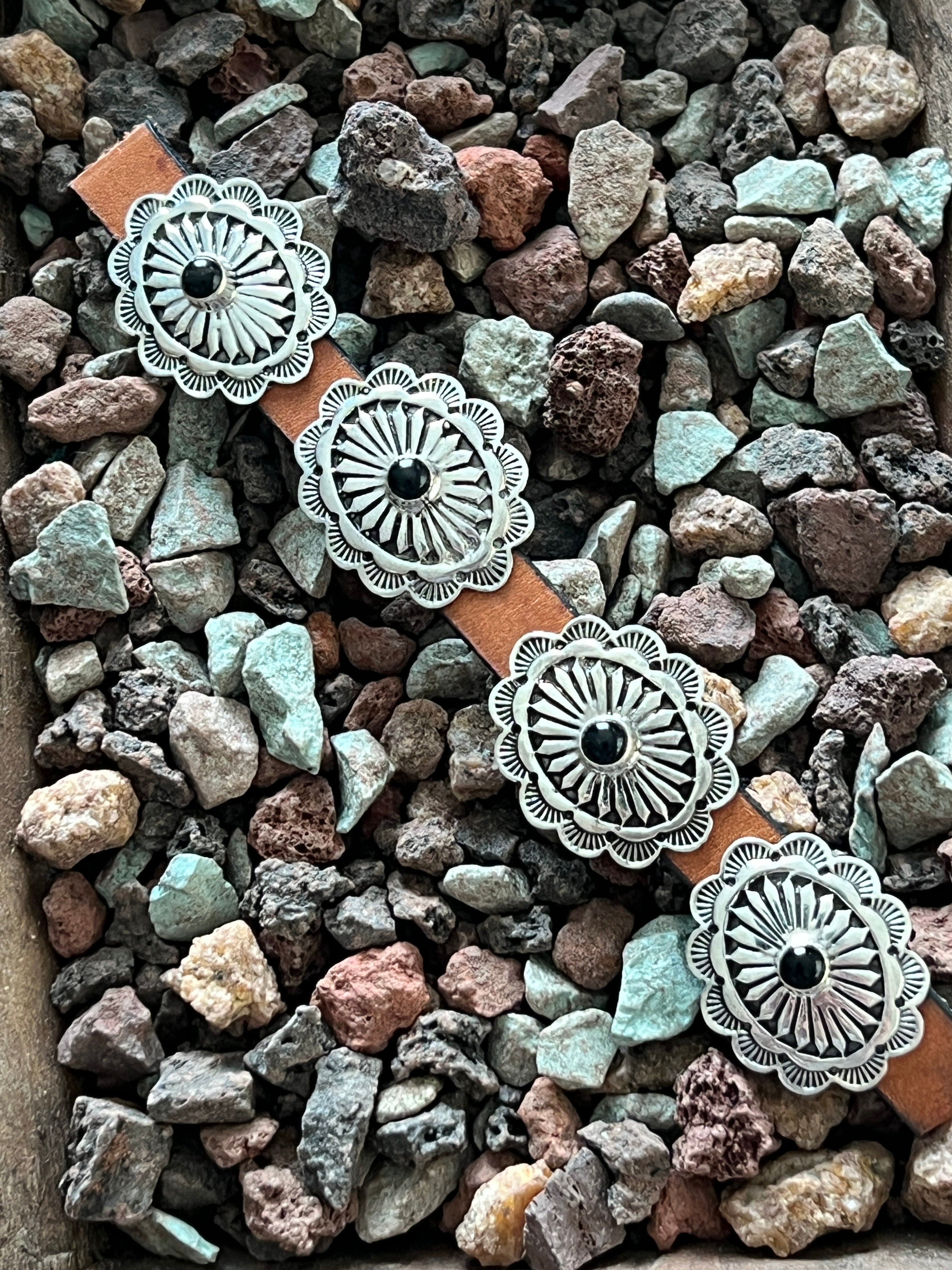 Sterling Silver and Onyx Traditional Style Concho Slide – Nizhoni ...