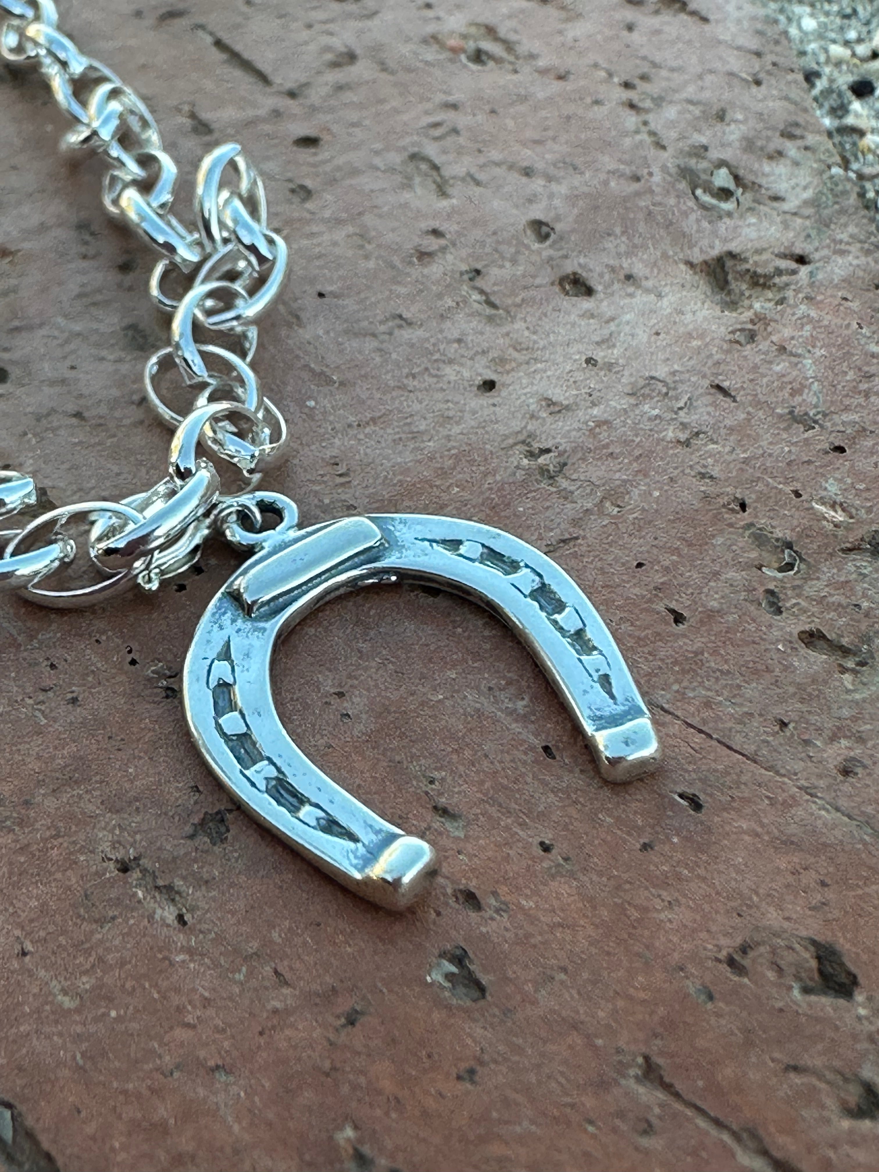 Navajo Crafted Sterling Silver Horseshoe Charm – Nizhoni Traders Bead ...